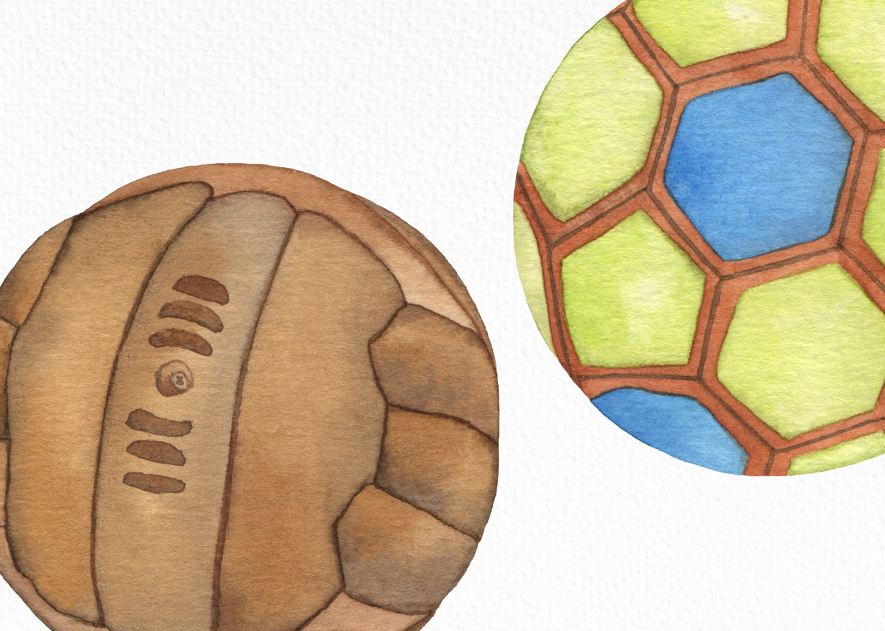 Watercolor Sports Balls Clipart, Sports Clipart, Baseball Football ...