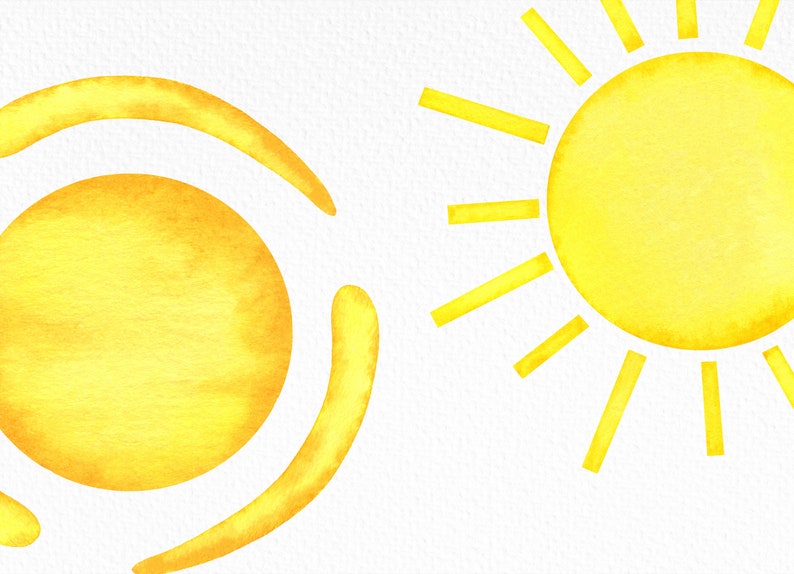Watercolor Sun Clipart Hand Painted Watercolor Sun - Etsy
