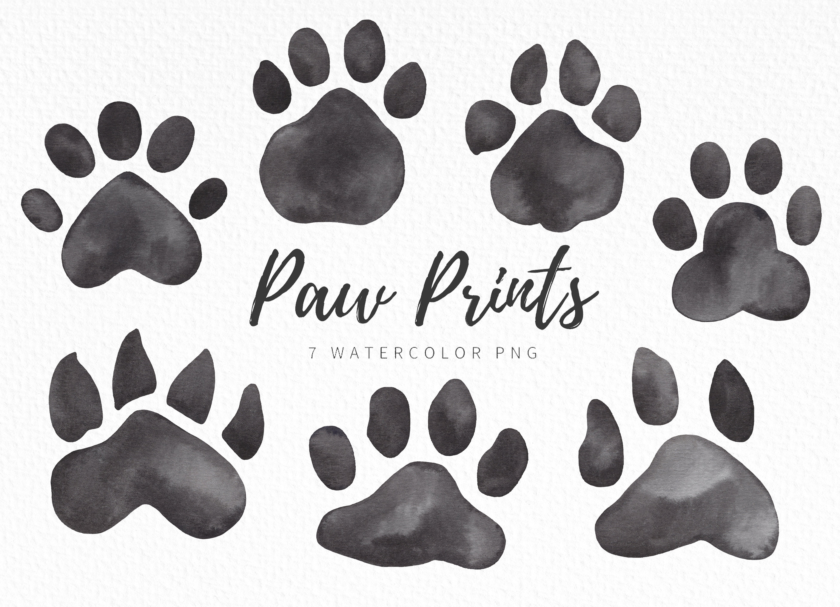 Watercolor Paw Prints Clipart, Dog Bear Paw Prints PNG - Etsy