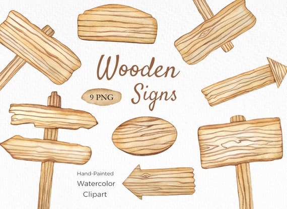 Watercolor Wooden Signs Clipart Wooden Boards Rustic - Etsy