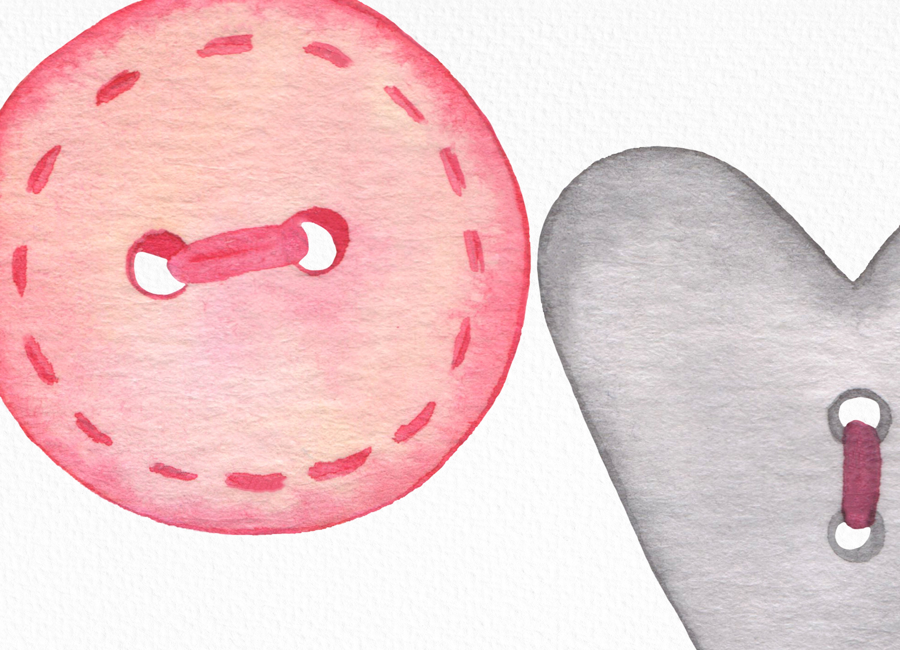 Watercolor Sewing Buttons Clipart, Needlework Pink Scrapbooking Buttons ...