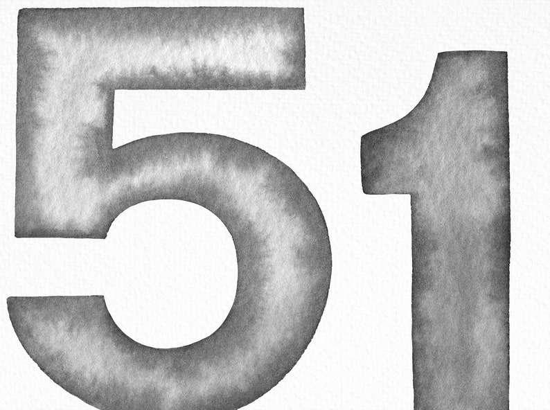 Watercolor Gray Numbers Clipart, Hand Painted Individual PNG, Baby ...