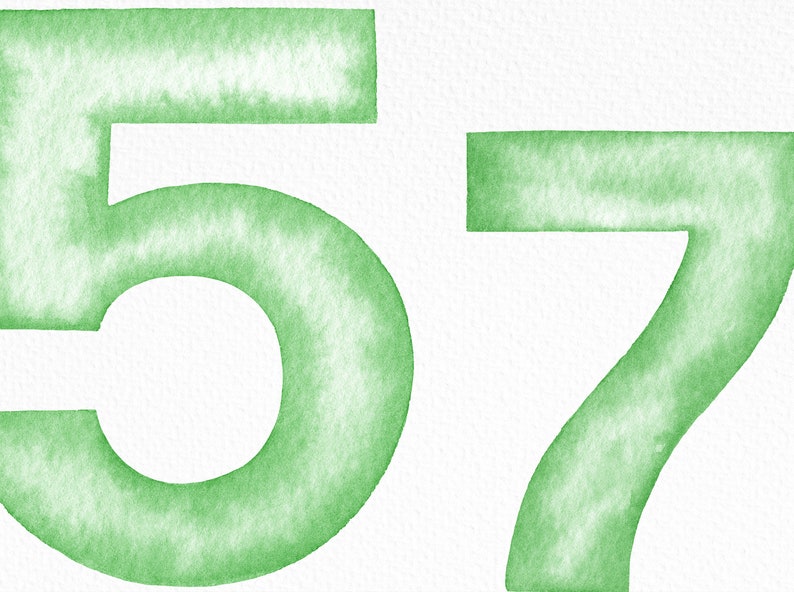 Watercolor Green Numbers Clipart, Hand Painted Individual PNG, Baby ...