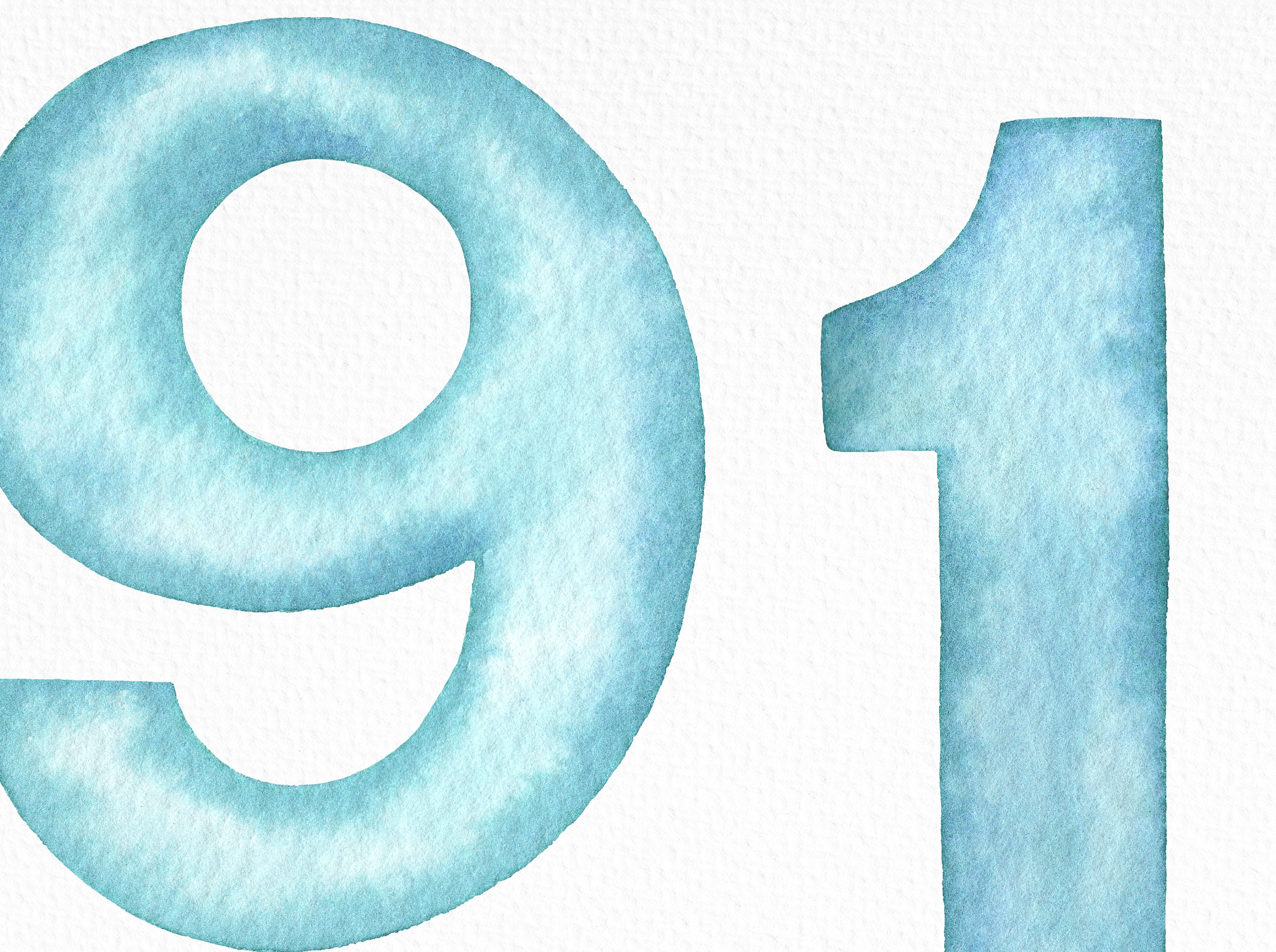 Watercolor Blue Numbers Clipart, Hand Painted Individual PNG, Baby ...