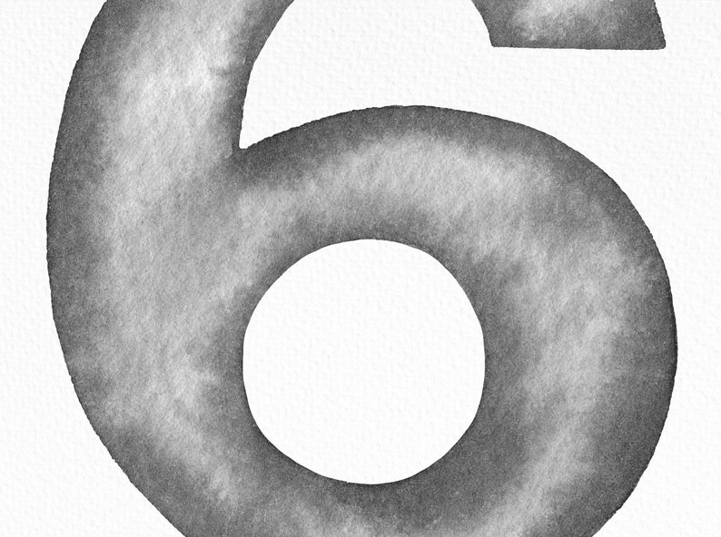 Watercolor Gray Numbers Clipart, Hand Painted Individual PNG, Baby ...