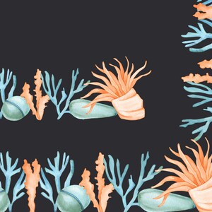 Watercolor Coral Frames Clipart, Ocean Frames, Underwater Frames PNG ...