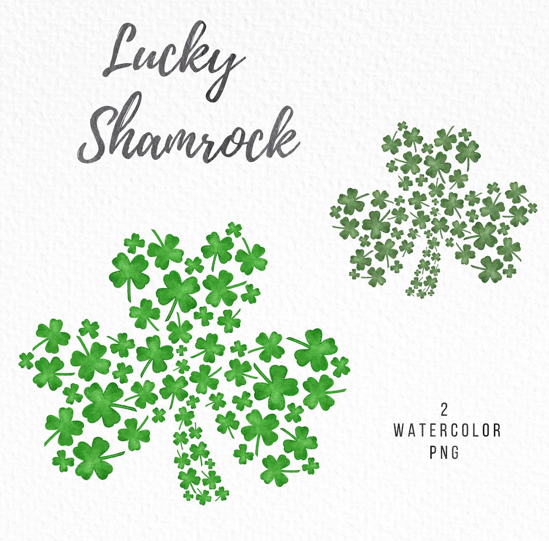 Watercolor Shamrock Clipart, Shamrock PNG, Lucky Clover PNG, Green ...