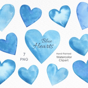 Watercolor Blue Hearts Clipart for Love, Mother's Day, Valentine's Day ...