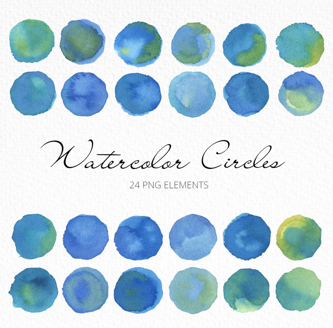 Watercolor Blue Circles Clipart, Round Clipart, Blue Circles PNG ...