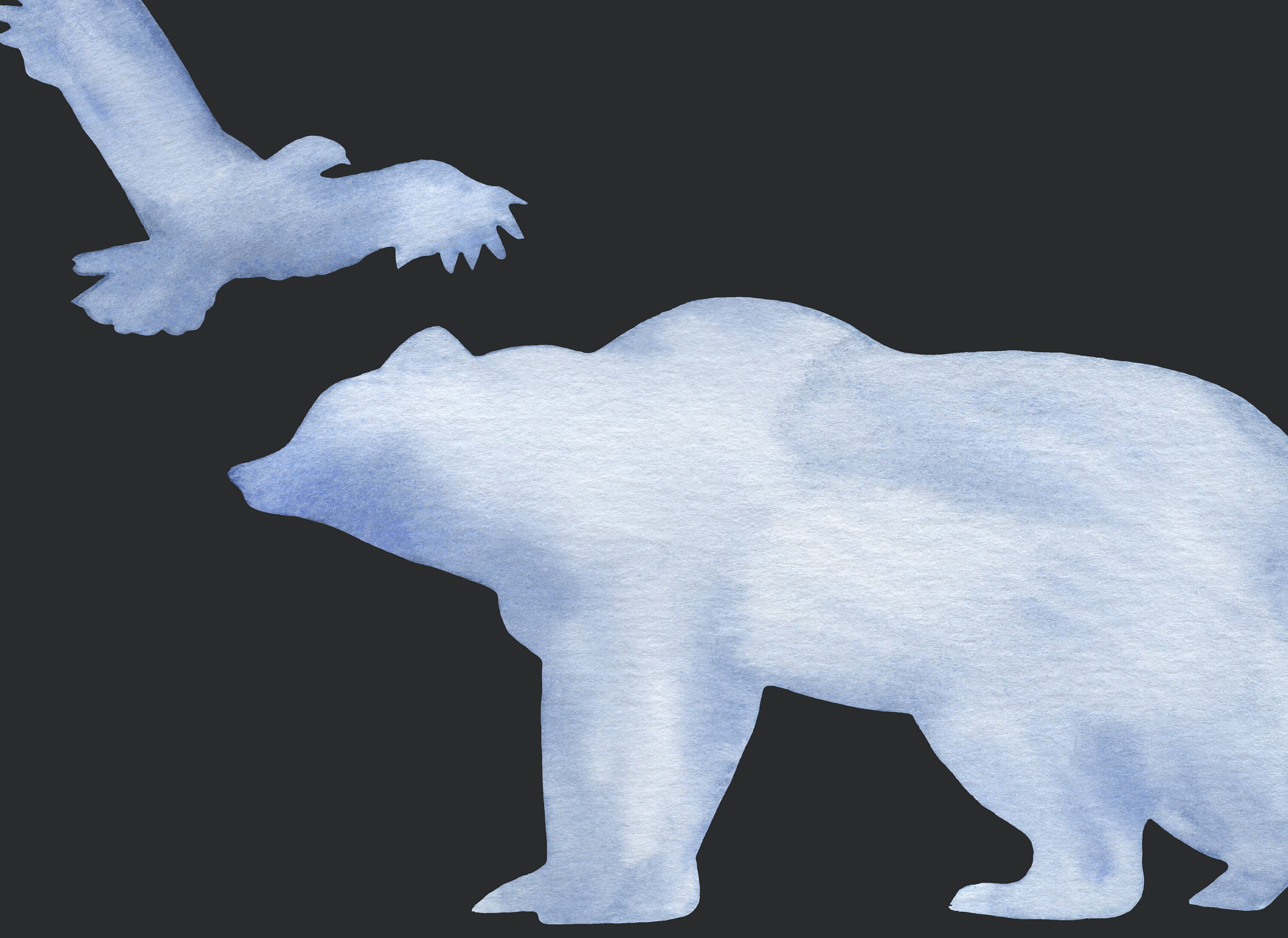 Winter Forest Animals Clipart Watercolor Animal Silhouettes - Etsy