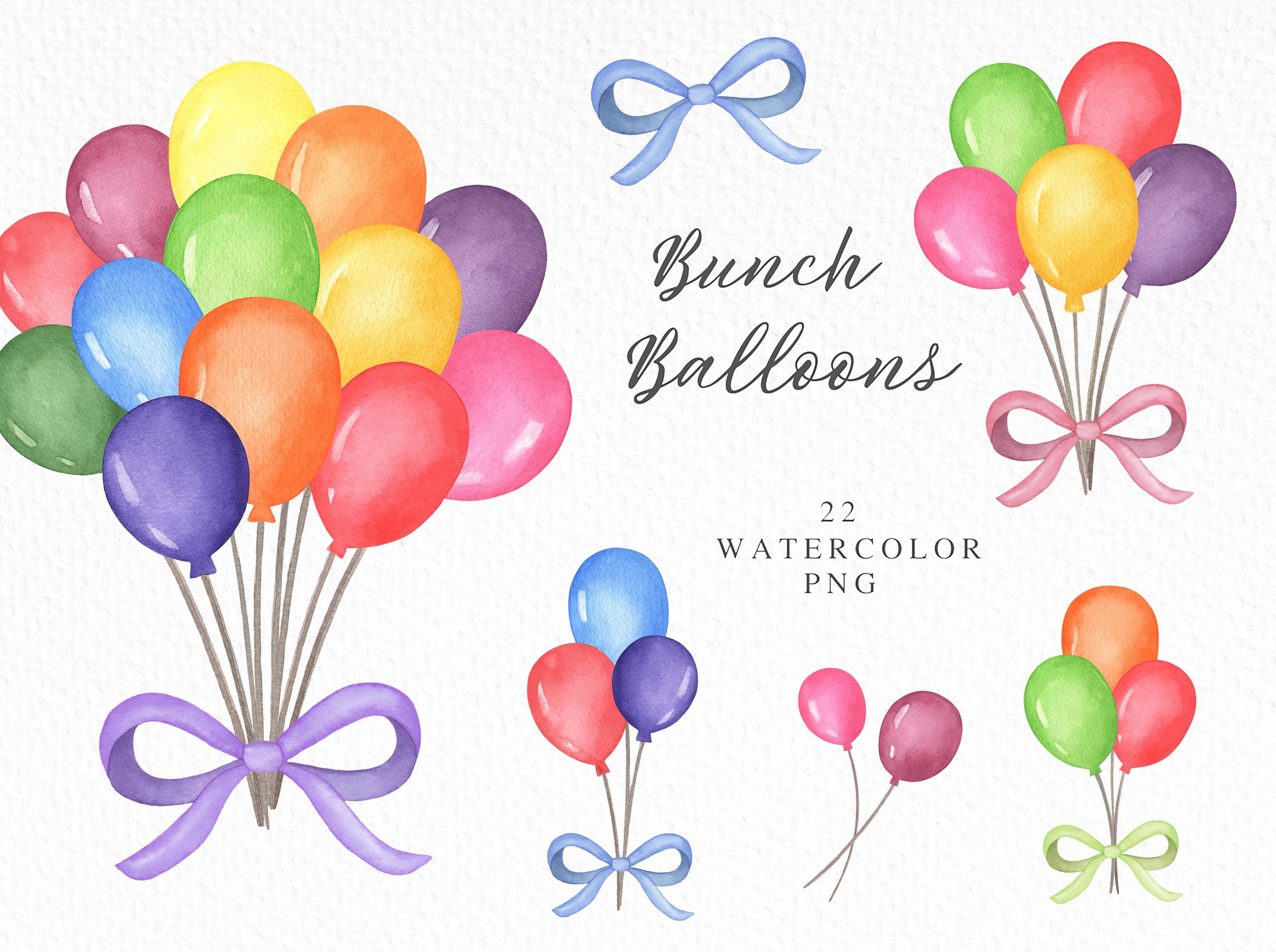 Watercolor Balloons Clipart, Birthday Balloons, Watercolor Colorful ...