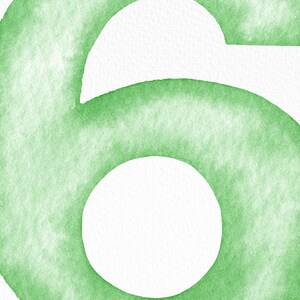 Watercolor Green Numbers Clipart, Hand Painted Individual PNG, Baby ...