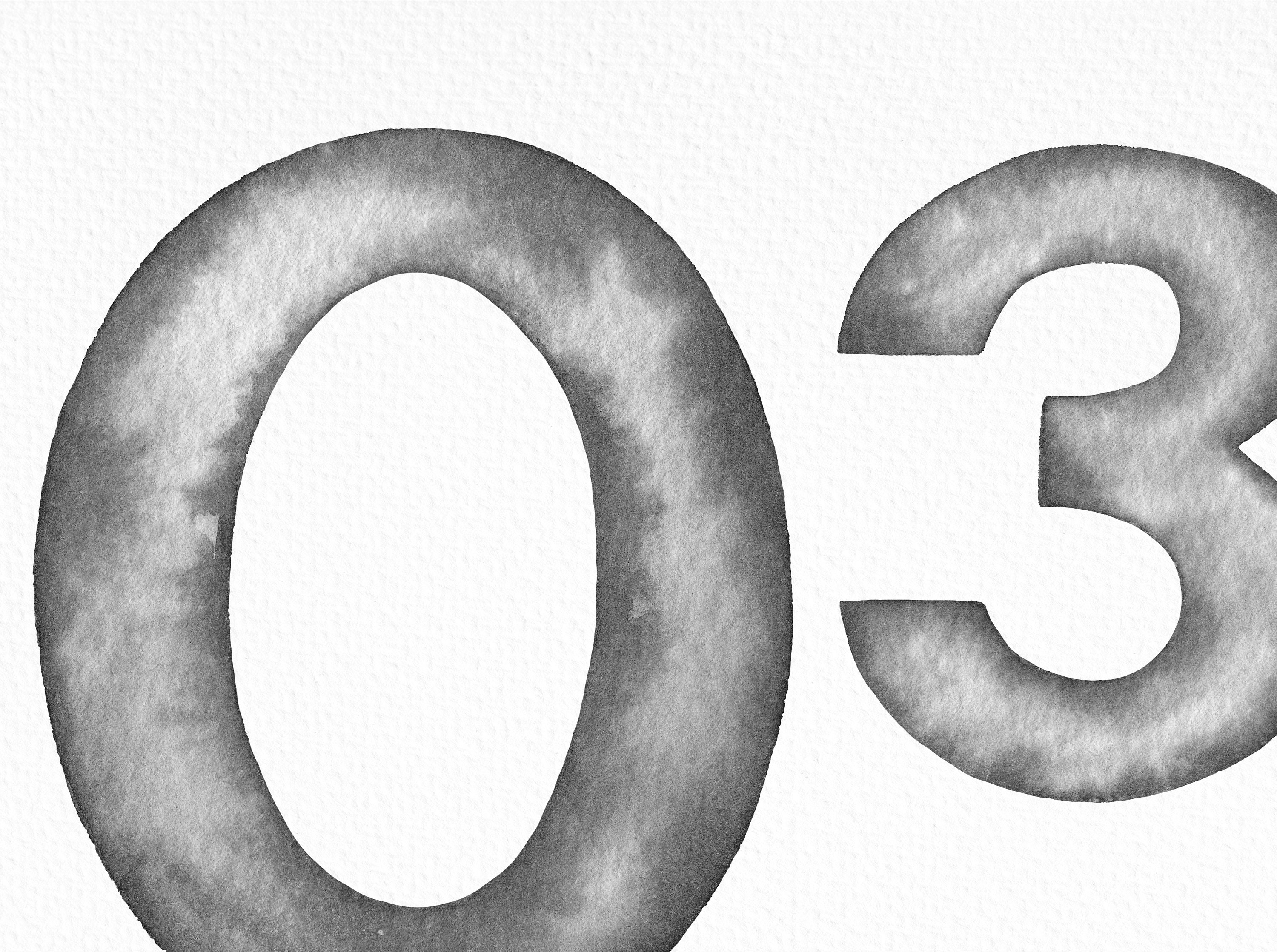 Watercolor Gray Numbers Clipart, Hand Painted Individual PNG, Baby ...