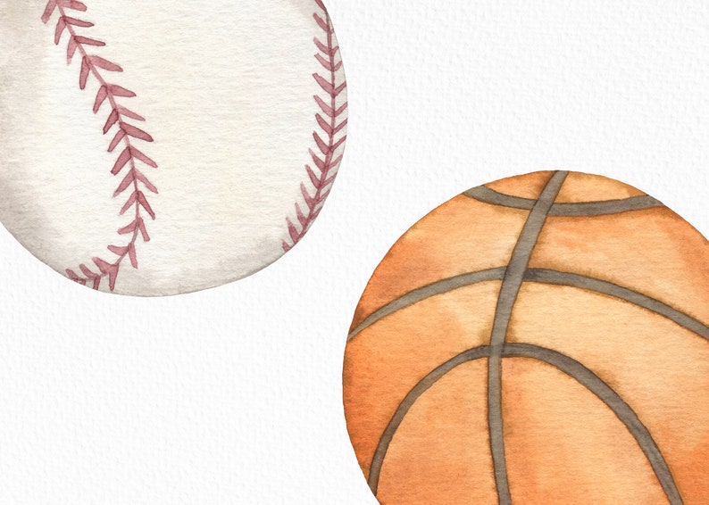 Watercolor Sports Balls Clipart, Sports Clipart, Baseball Football ...