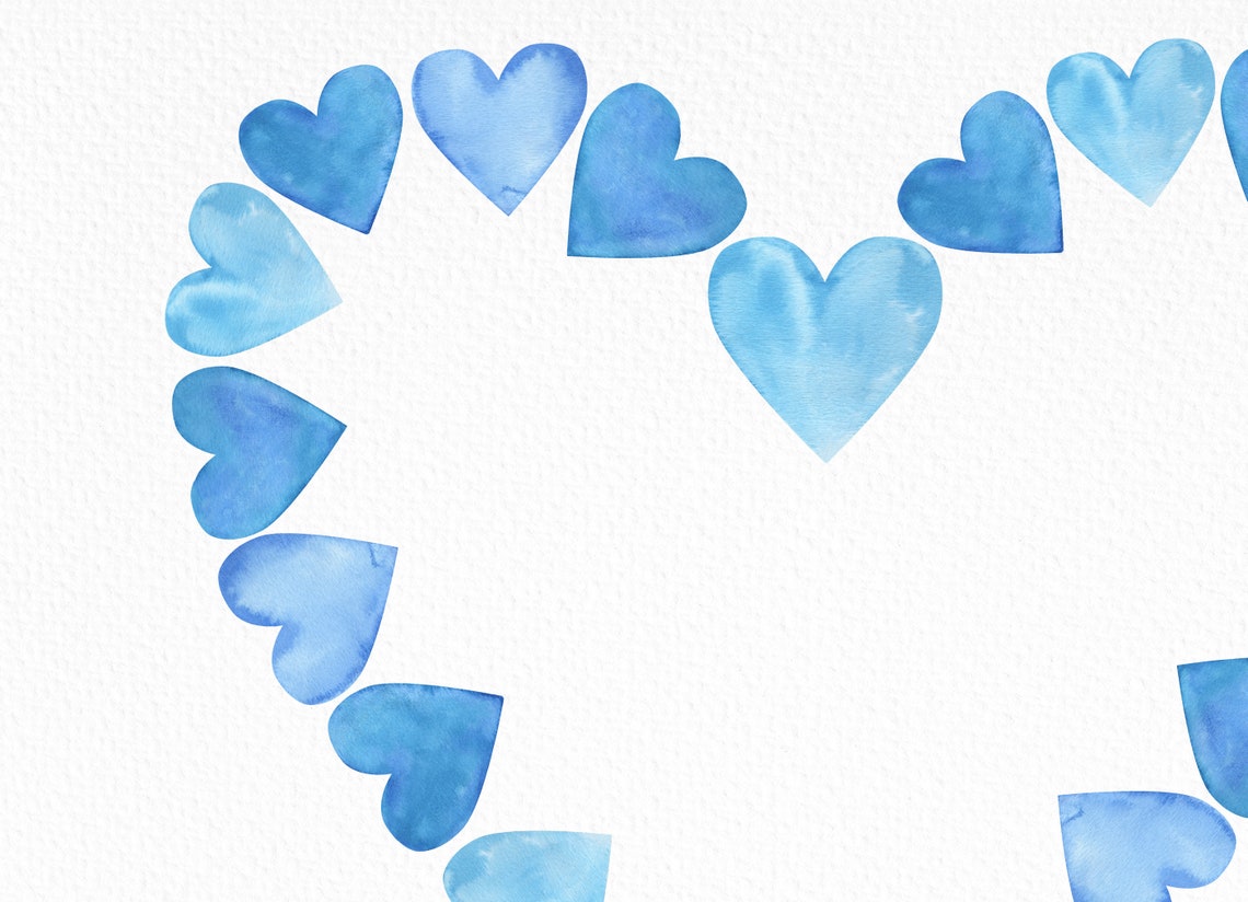 Watercolor Blue Hearts Clipart for Love, Mother's Day, Valentine's Day ...