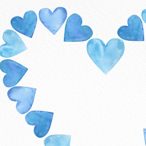 Watercolor Blue Hearts Clipart for Love, Mother's Day, Valentine's Day ...