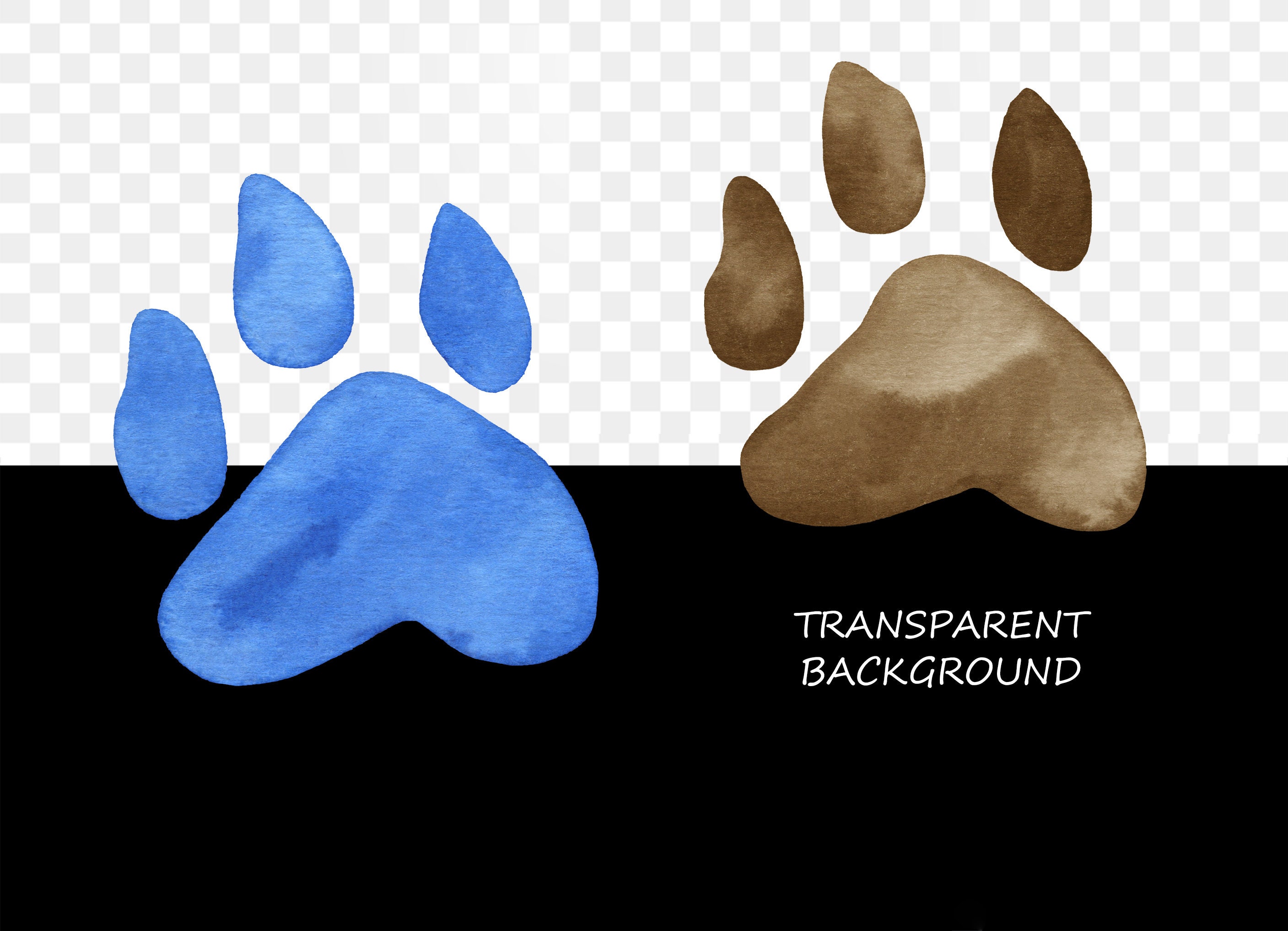 Watercolor Paw Prints Clipart Dog Bear Paw Prints PNG - Etsy