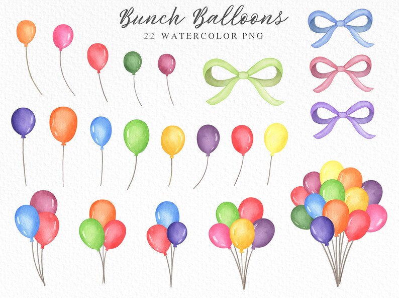 Watercolor Balloons Clipart, Birthday Balloons, Watercolor Colorful ...