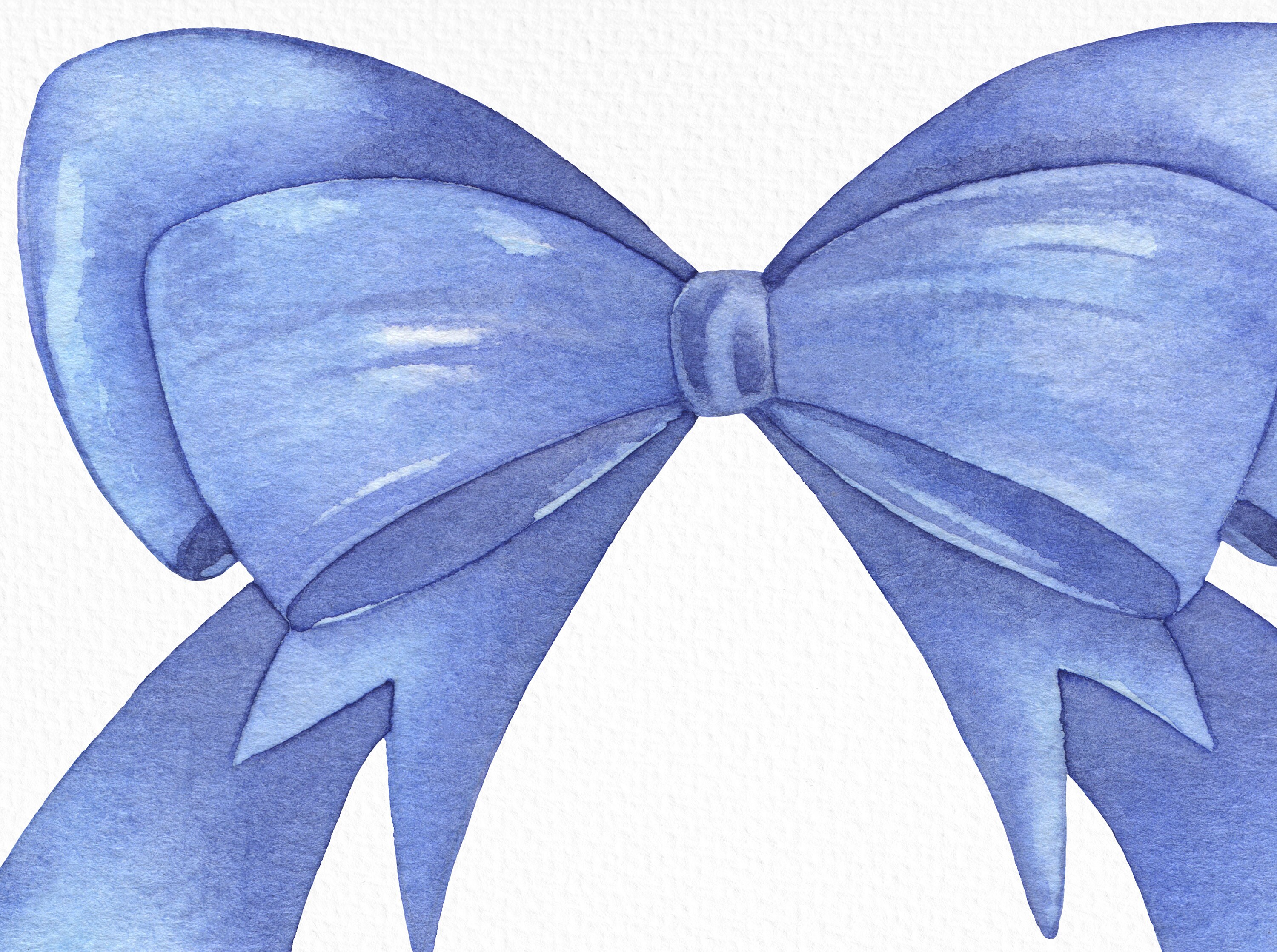 Watercolor Blue Bows Clipart, Hand Painted Romantic Birthday Bows PNG ...
