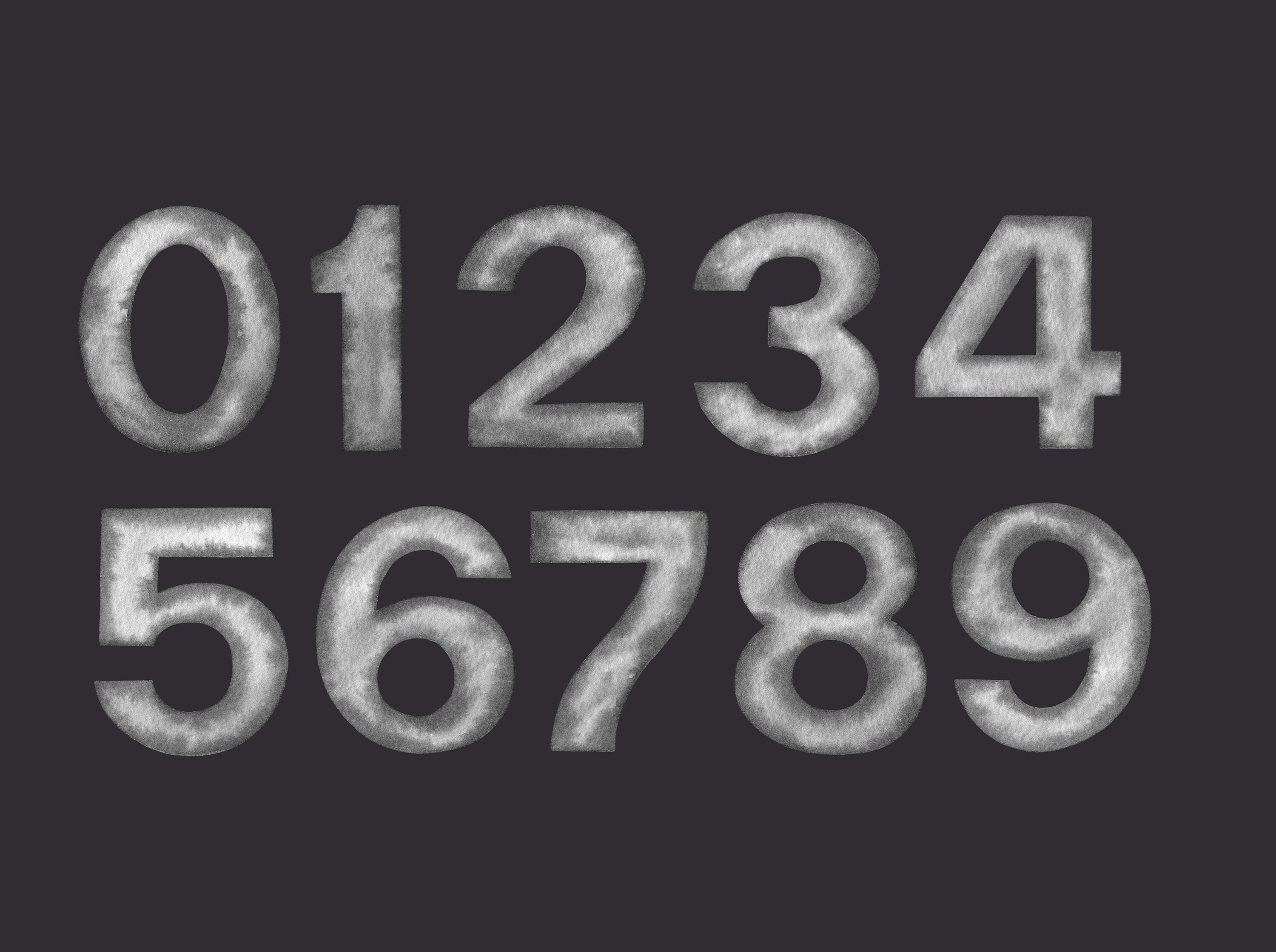 Watercolor Gray Numbers Clipart, Hand Painted Individual PNG, Baby ...