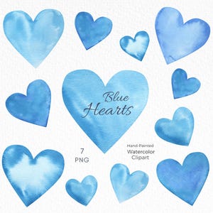 Watercolor Blue Hearts Clipart for Love, Mother's Day, Valentine's Day ...