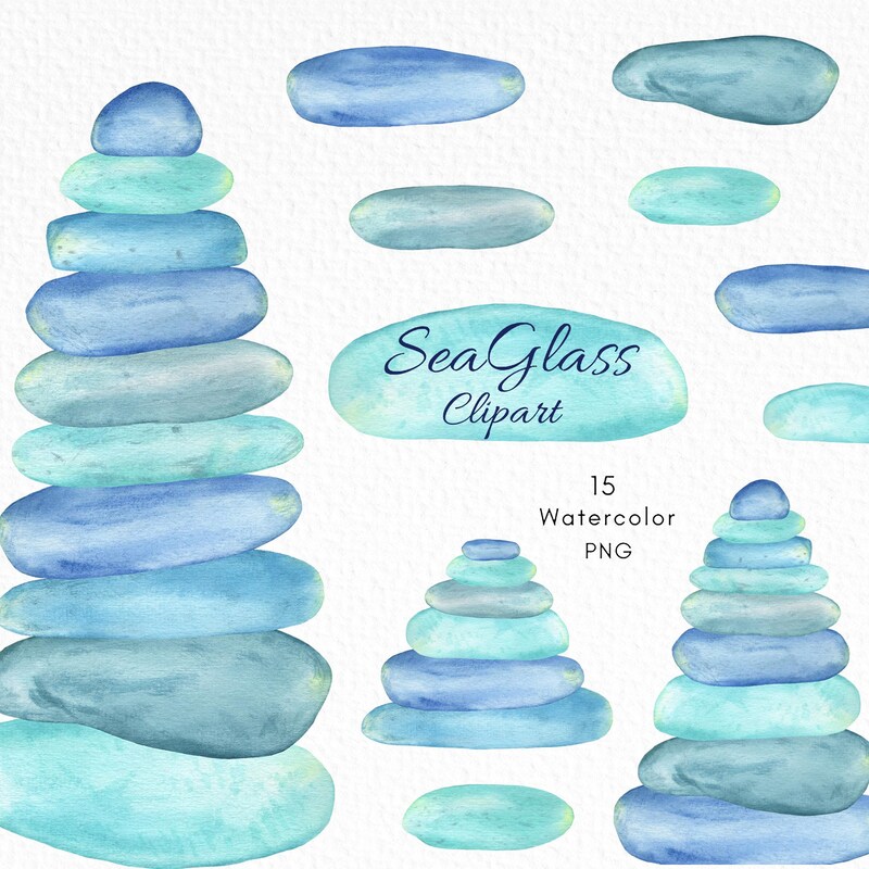 Sea Glass Watercolor - Etsy