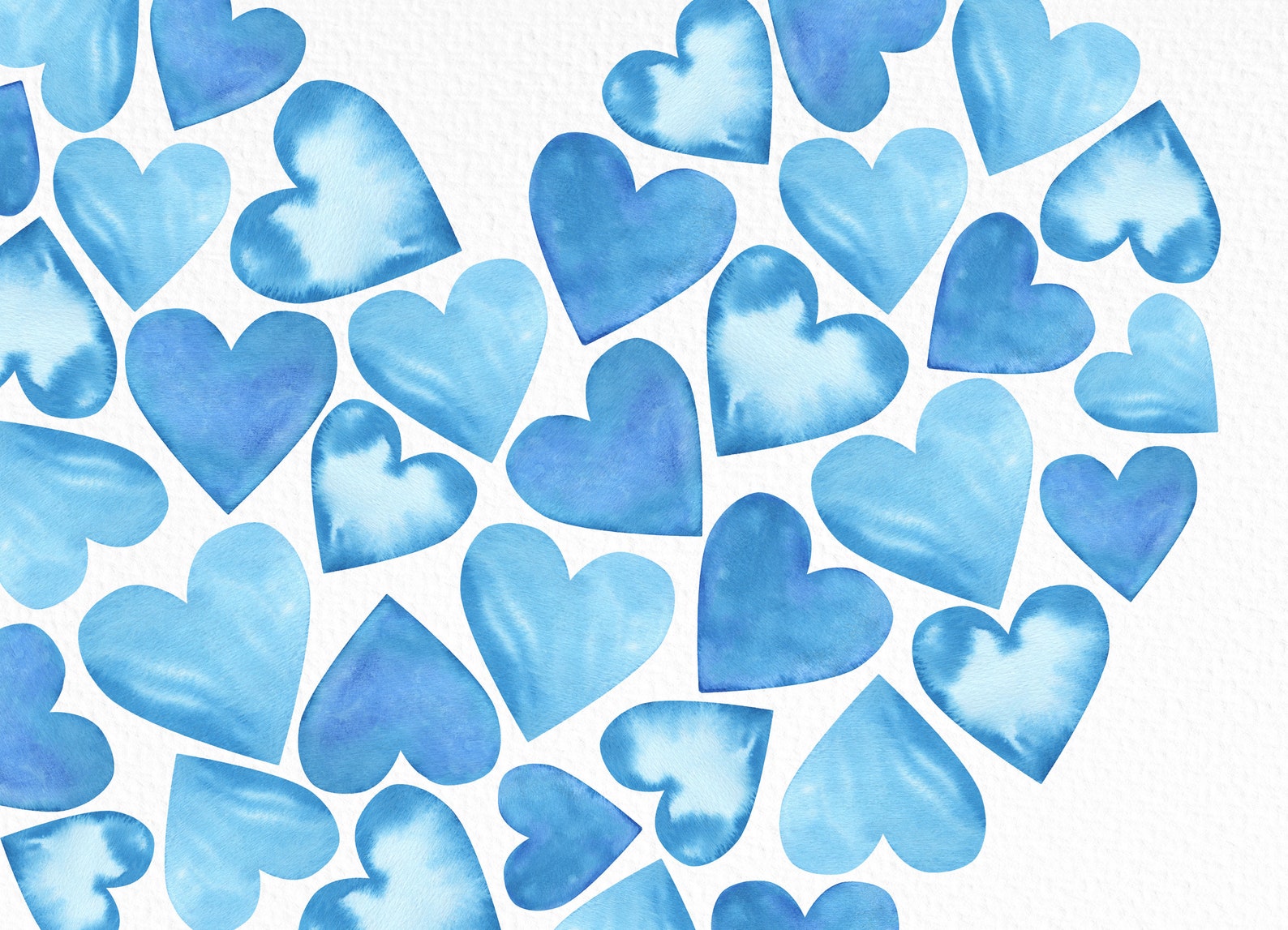 Watercolor Blue Hearts Clipart for Love, Mother's Day, Valentine's Day ...