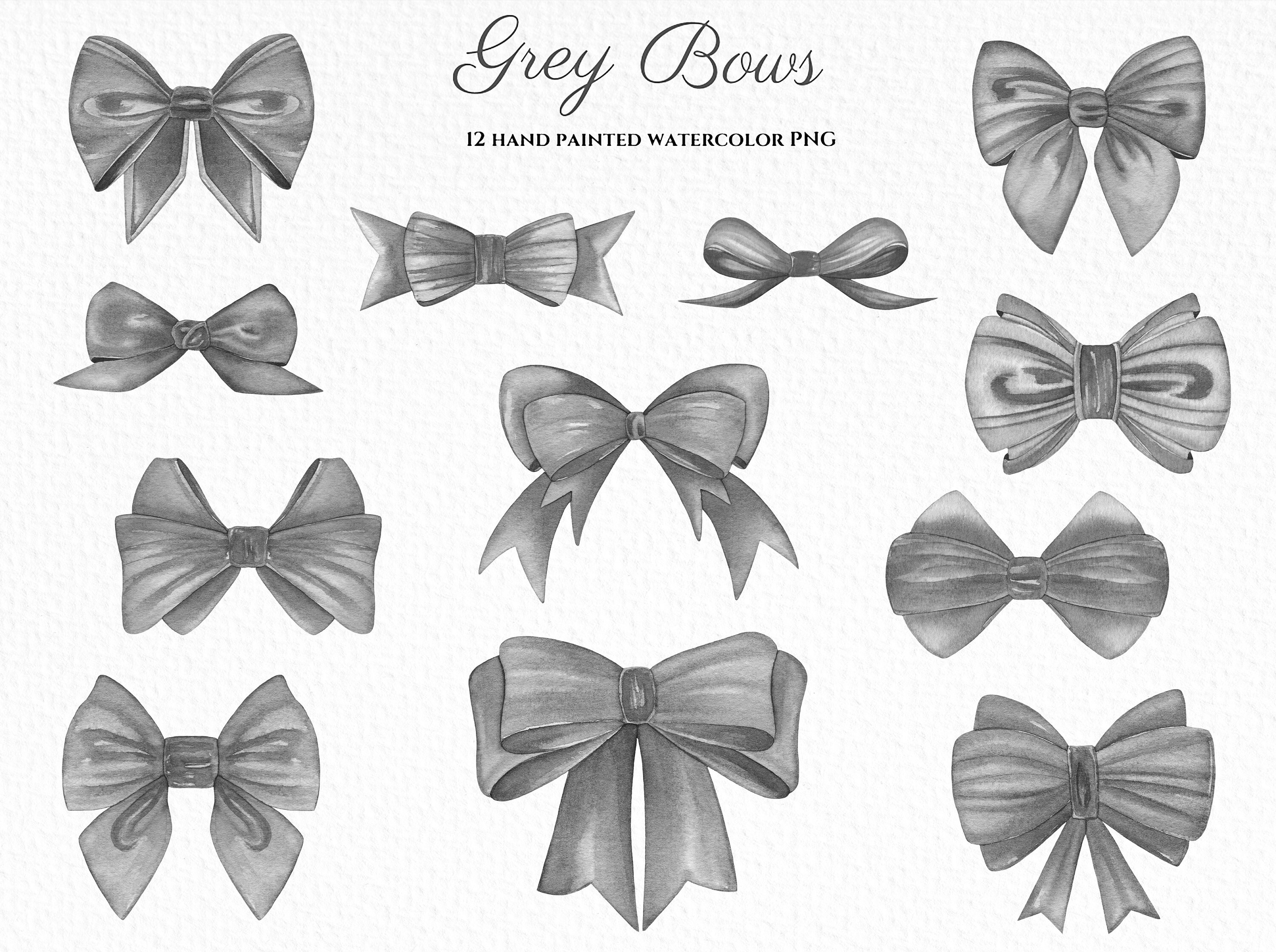 Watercolor Gray Bows Clipart, Hand Painted Birthday Bows PNG - Etsy
