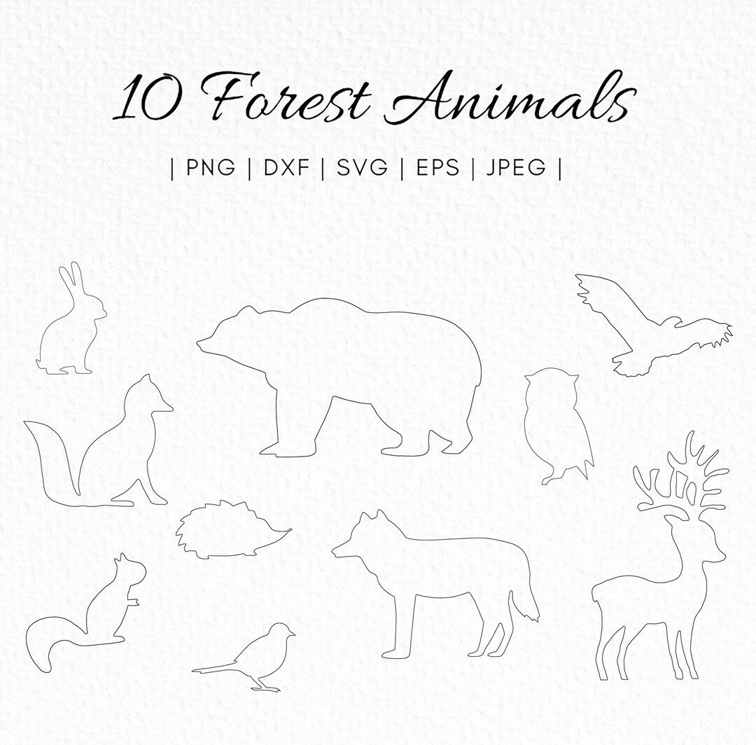Forest Animals Clipart Svg, Wild Animals Svg, Deer Silhouette Svg ...