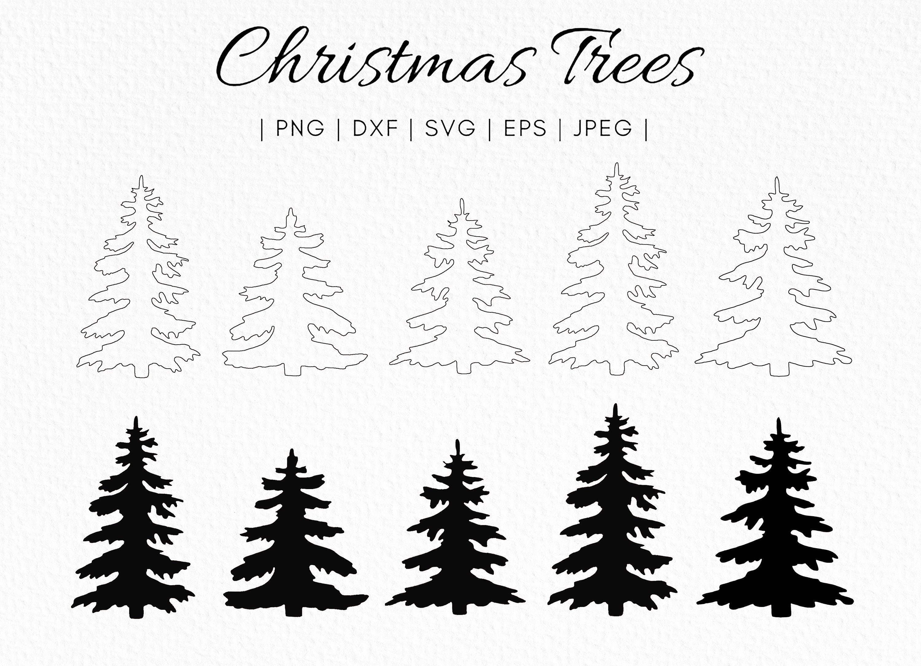 Pine Trees SVG, Christmas Trees Black Silhouettes Svg Png Jpeg Eps Dxf ...