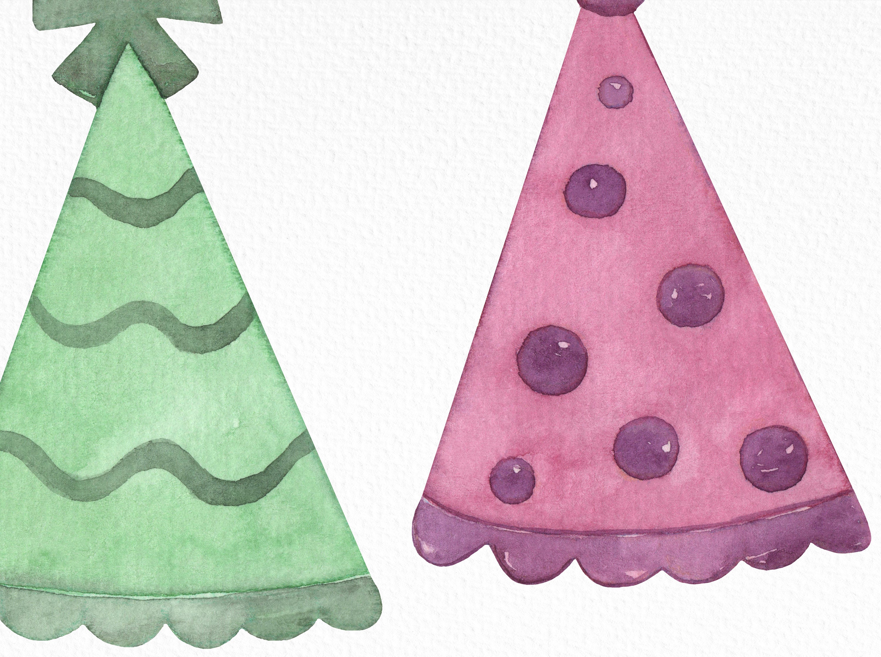 Watercolor Party Hats Clipart, Colorful Birthday Hats and Borders - Etsy