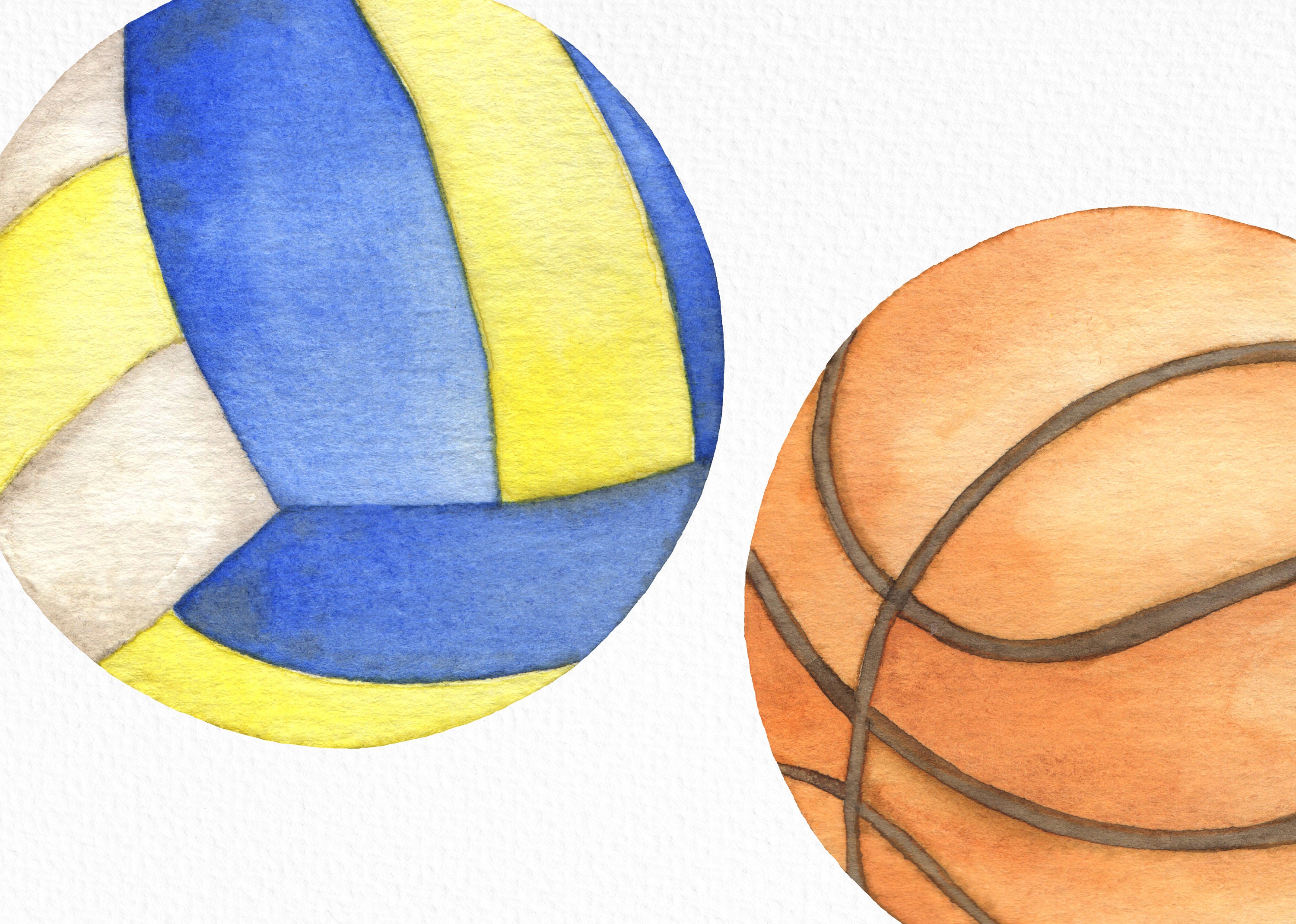 Watercolor Sports Balls Clipart, Sports Clipart, Baseball Football ...