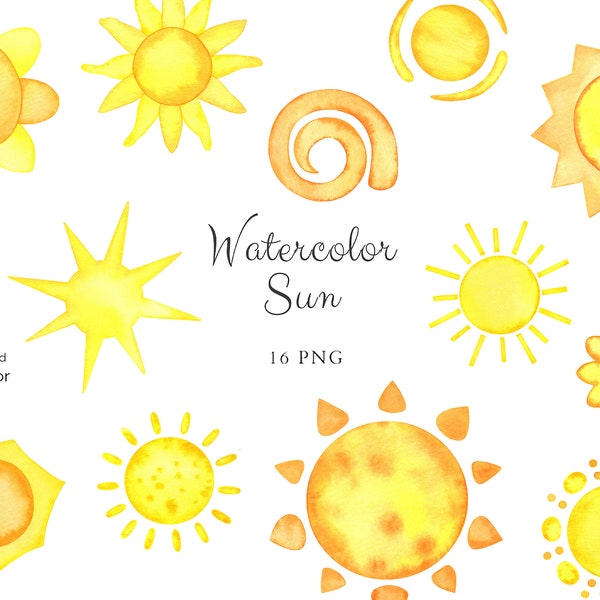 Sun Clipart Watercolor - Etsy