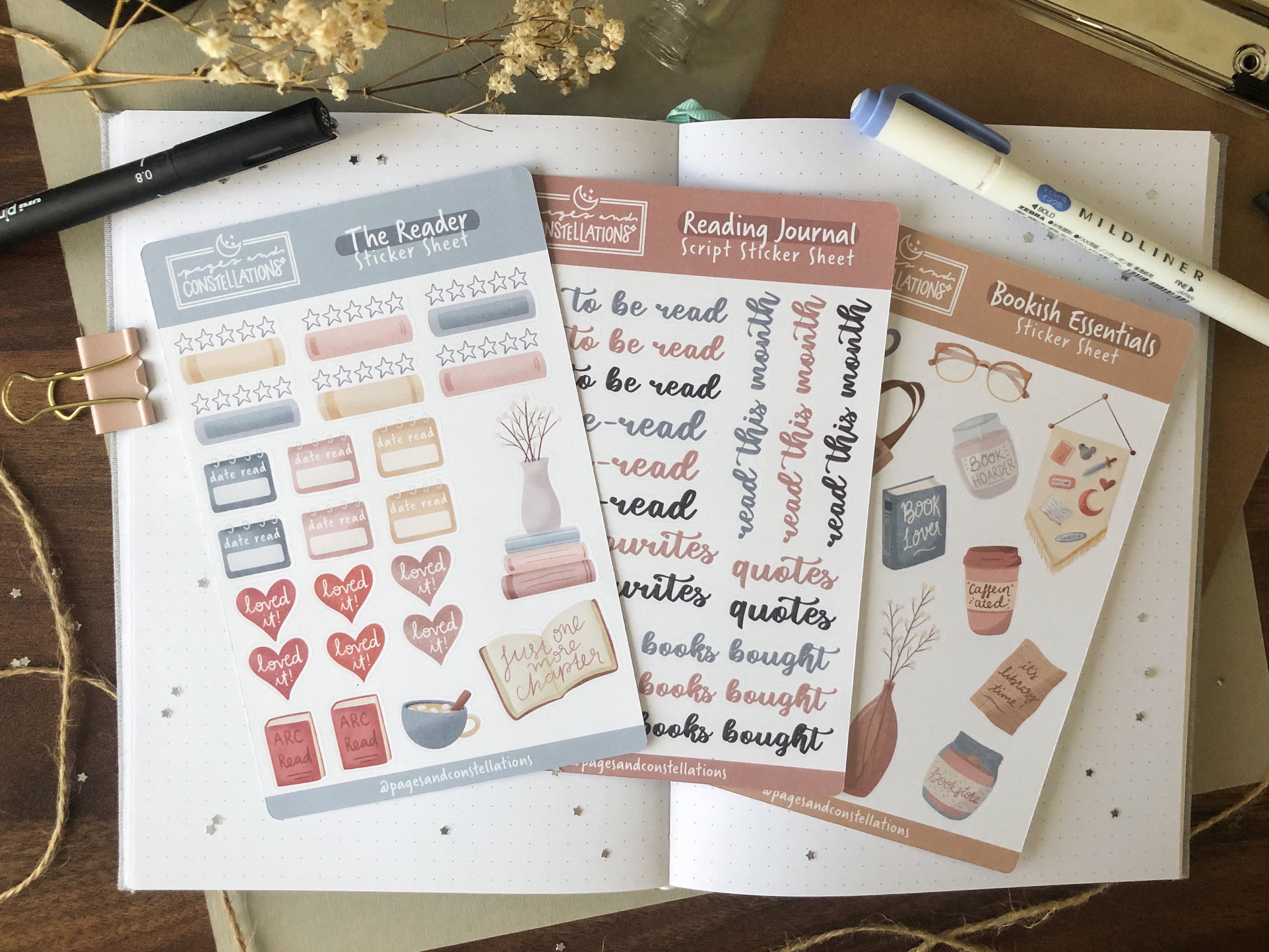 Sticker Sheets Reading Journal Set Bibliophile Stickers - Etsy UK