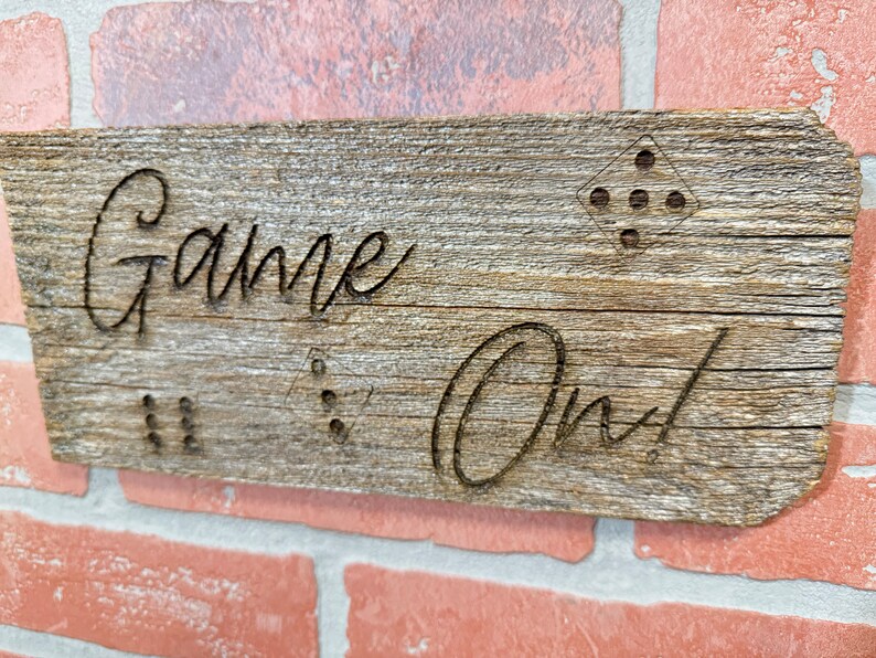 Game Room Gambling Sign With Dice "game On" Poker Cards Roll Wall Art ...