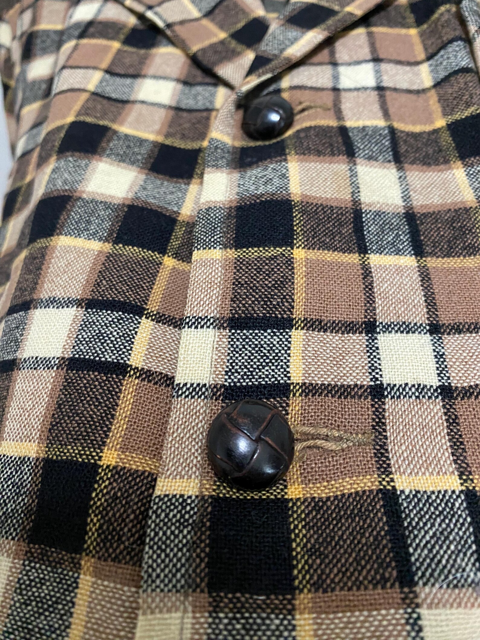 VTG Pendleton Wool Blazer Men's L Tan Gray Plaid Chore Jacket Unlined 3 ...