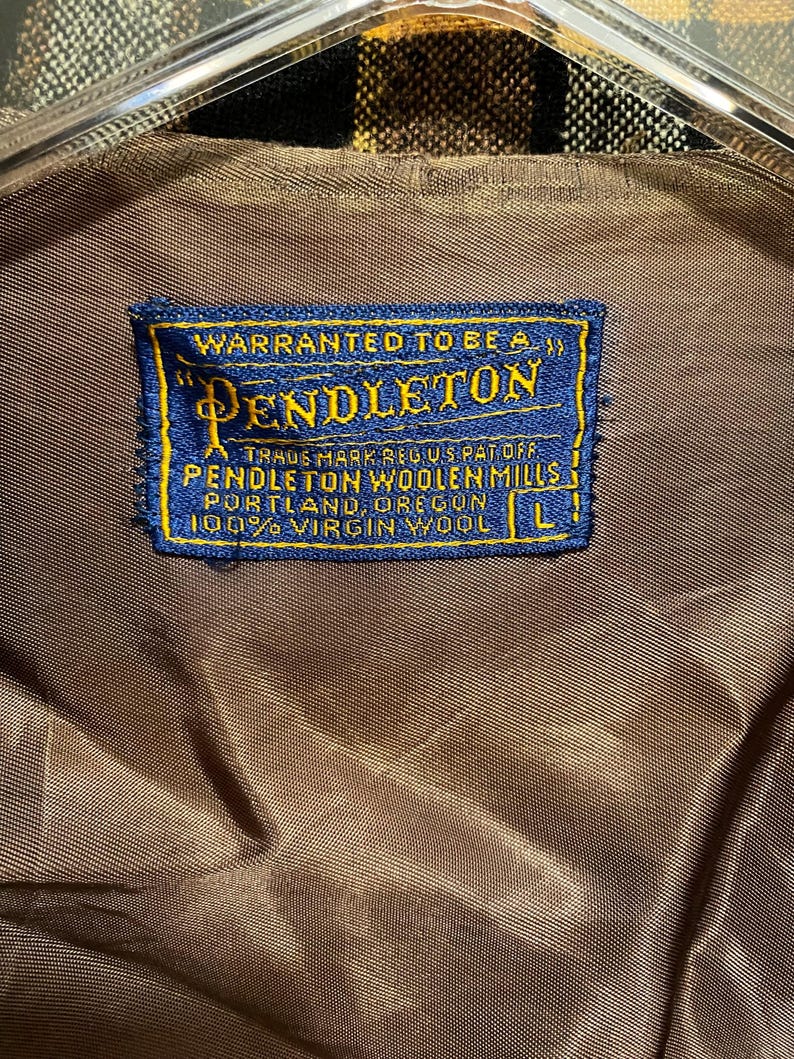 VTG Pendleton Wool Blazer Men's L Tan Gray Plaid Chore Jacket Unlined 3 ...