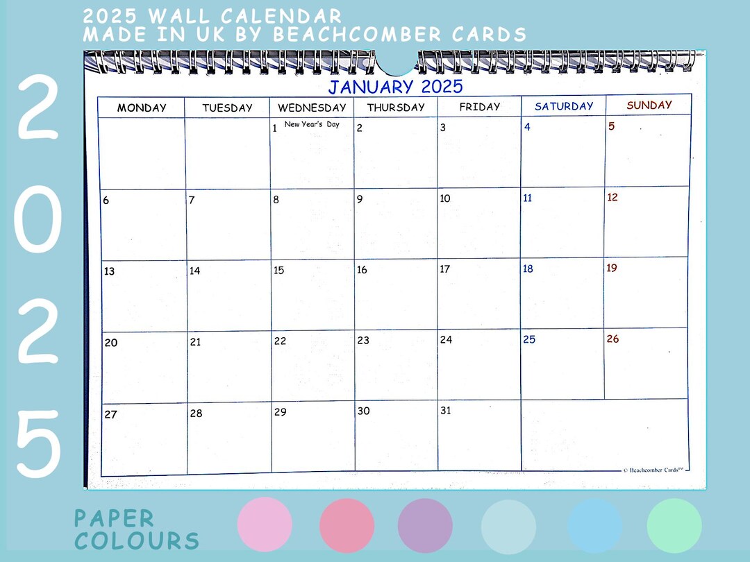 2025 CALENDAR, Square Box, A4 Size, British Made - Etsy