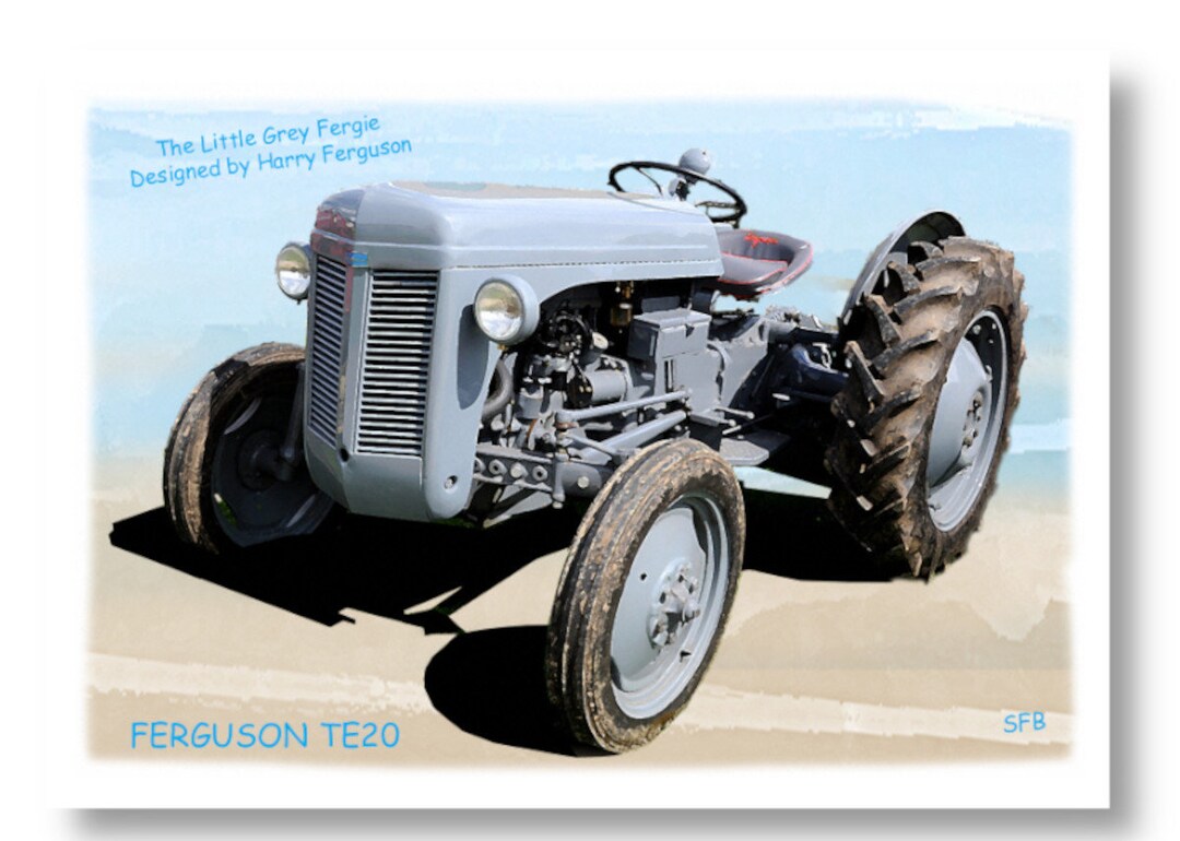 FERGUSON TE20 Little Grey Fergie Tractor Greeting Card SFB Illustration ...