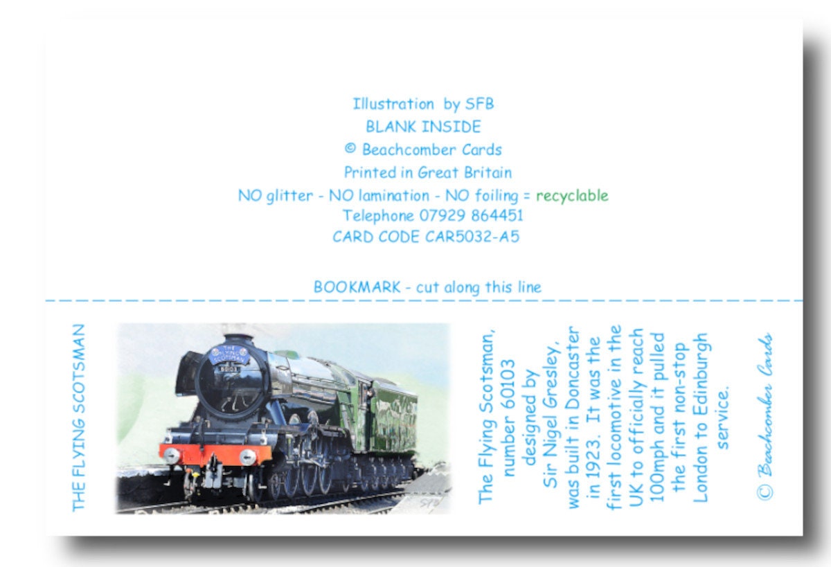 The FLYING SCOTSMAN Train Greeting Card - SFB Illustration - Etsy UK