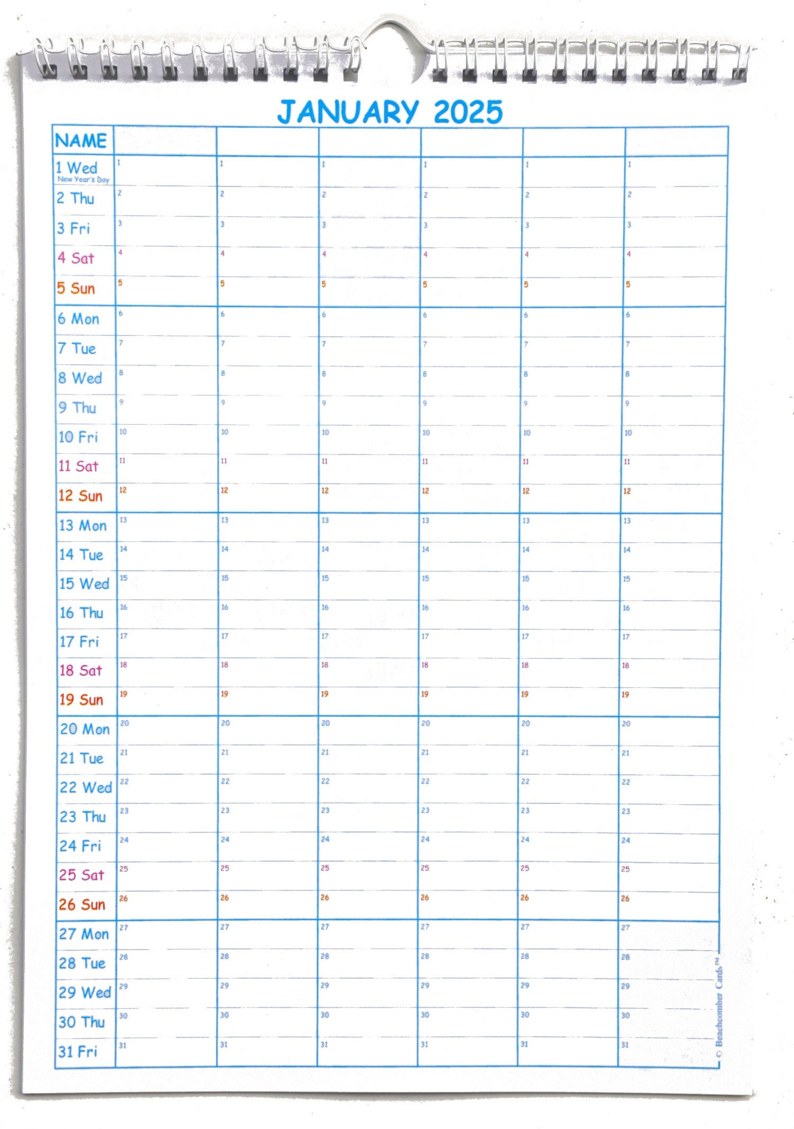6 FAMILY / ROTA Calendar 2025 A3 Size Made in UK - Etsy UK