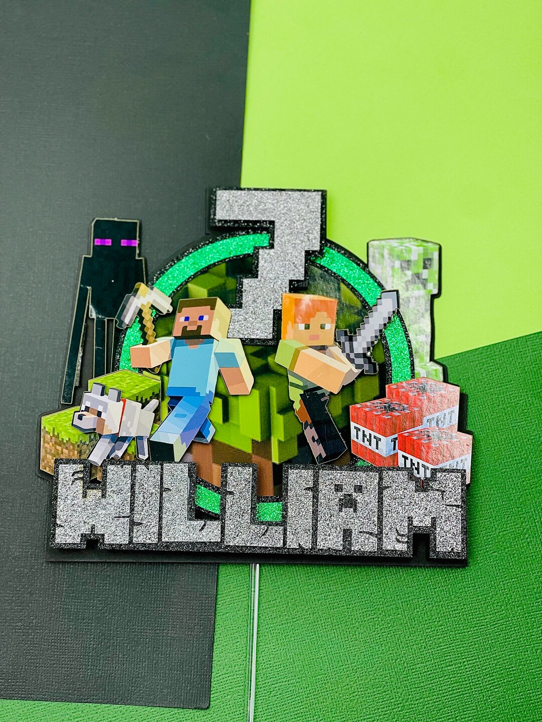 Layered Minecraft Cake Topper Personalised - Etsy Australia