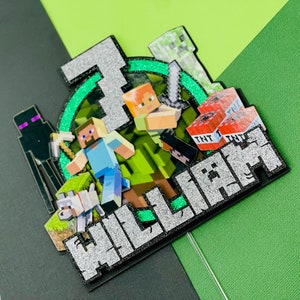 Layered Minecraft Cake Topper Personalised - Etsy Australia
