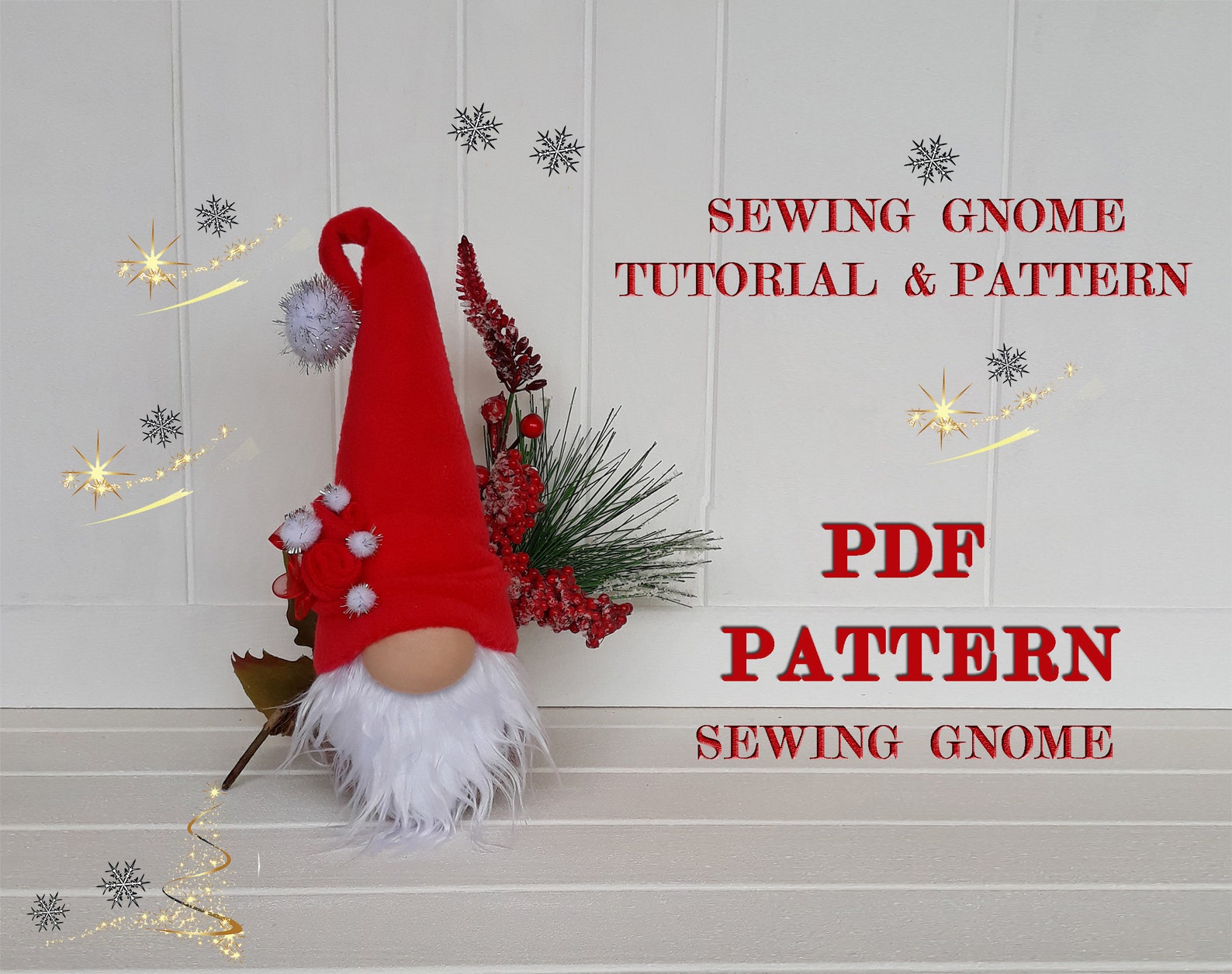 PDF Christmas Gnome Pattern PDF Sewing tutorial Scandinavian | Etsy