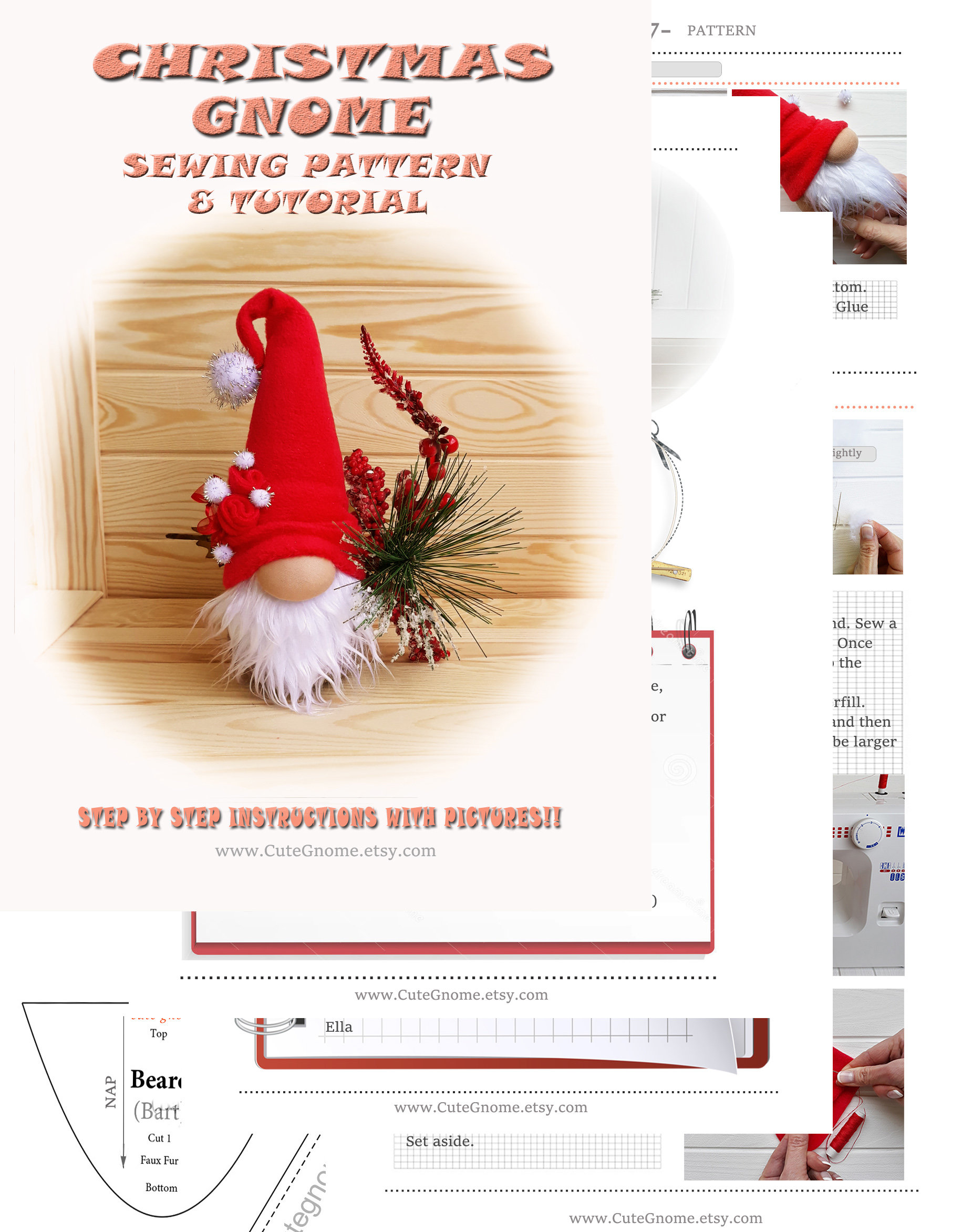 PDF Christmas Gnome Pattern PDF Sewing tutorial Scandinavian | Etsy