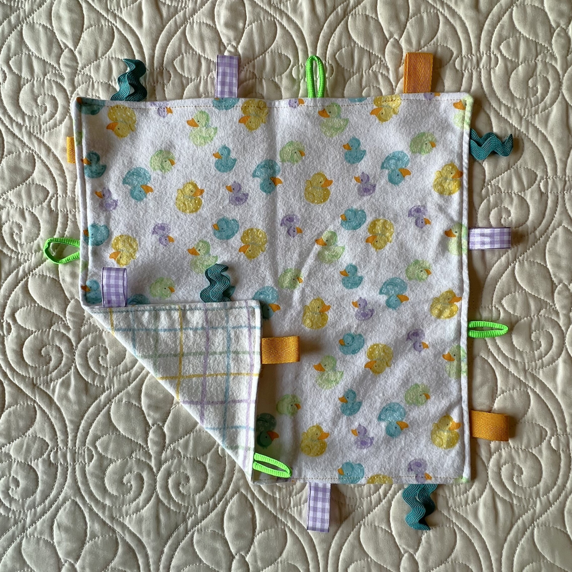 Sensory Tag Blanket Lovey in Assorted Prints-elephants, Fairies ...