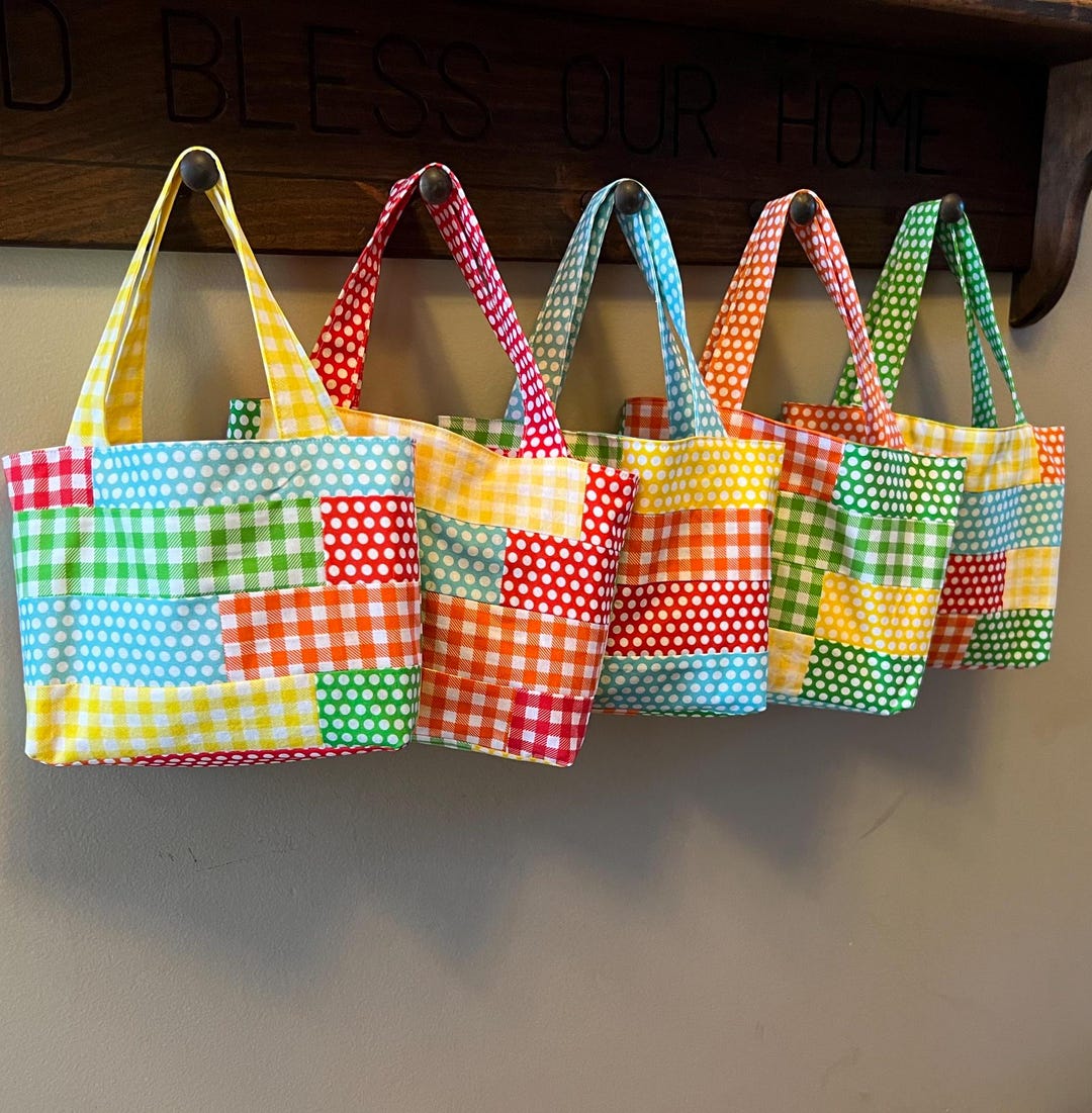 Patchwork Print Mini Tote Bag, Child Size Tote Bag, Toddler Size Tote ...