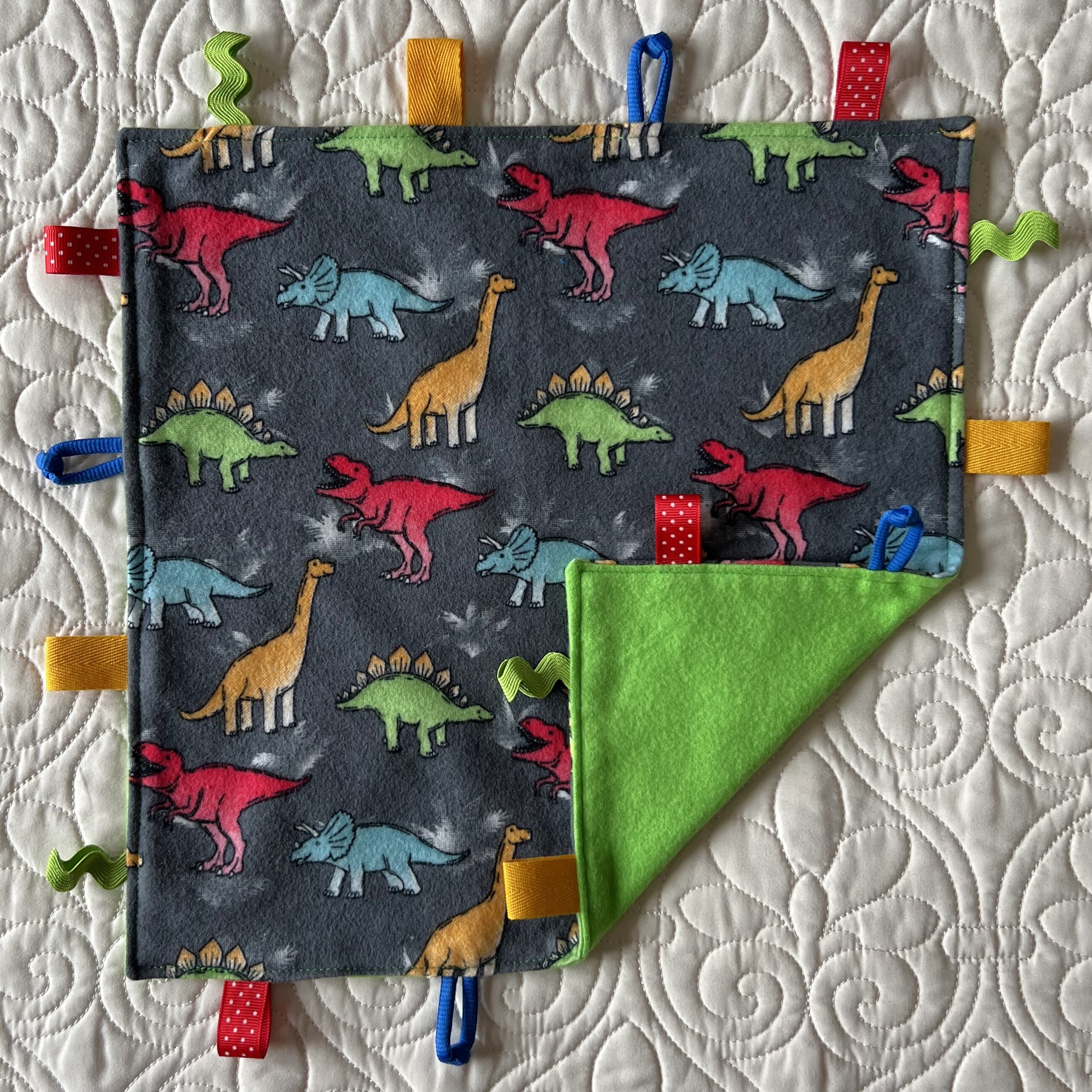 Sensory Tag Blanket Lovey in Assorted Prints-elephants, Fairies ...