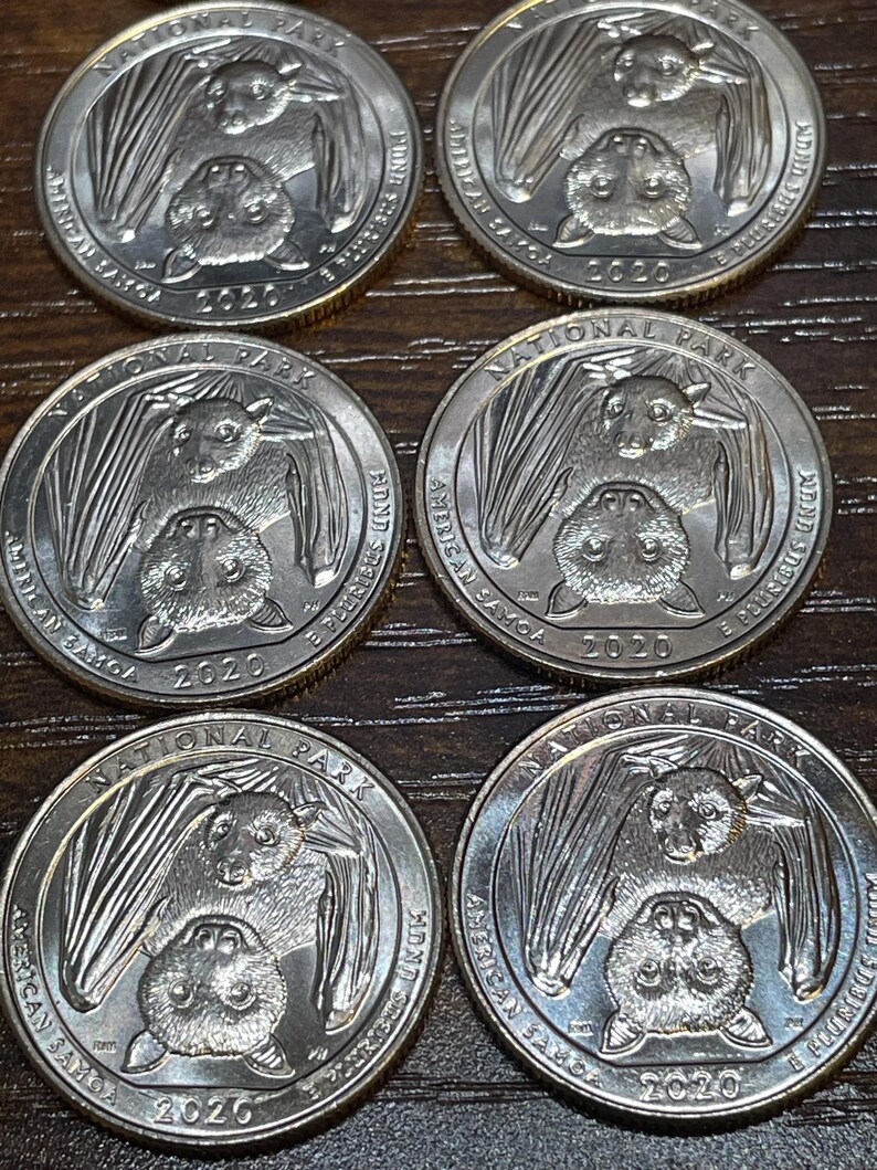 2020 SAMOA BAT Quarter Set. 10 Samoa National Park, Mother Bat and Pup ...