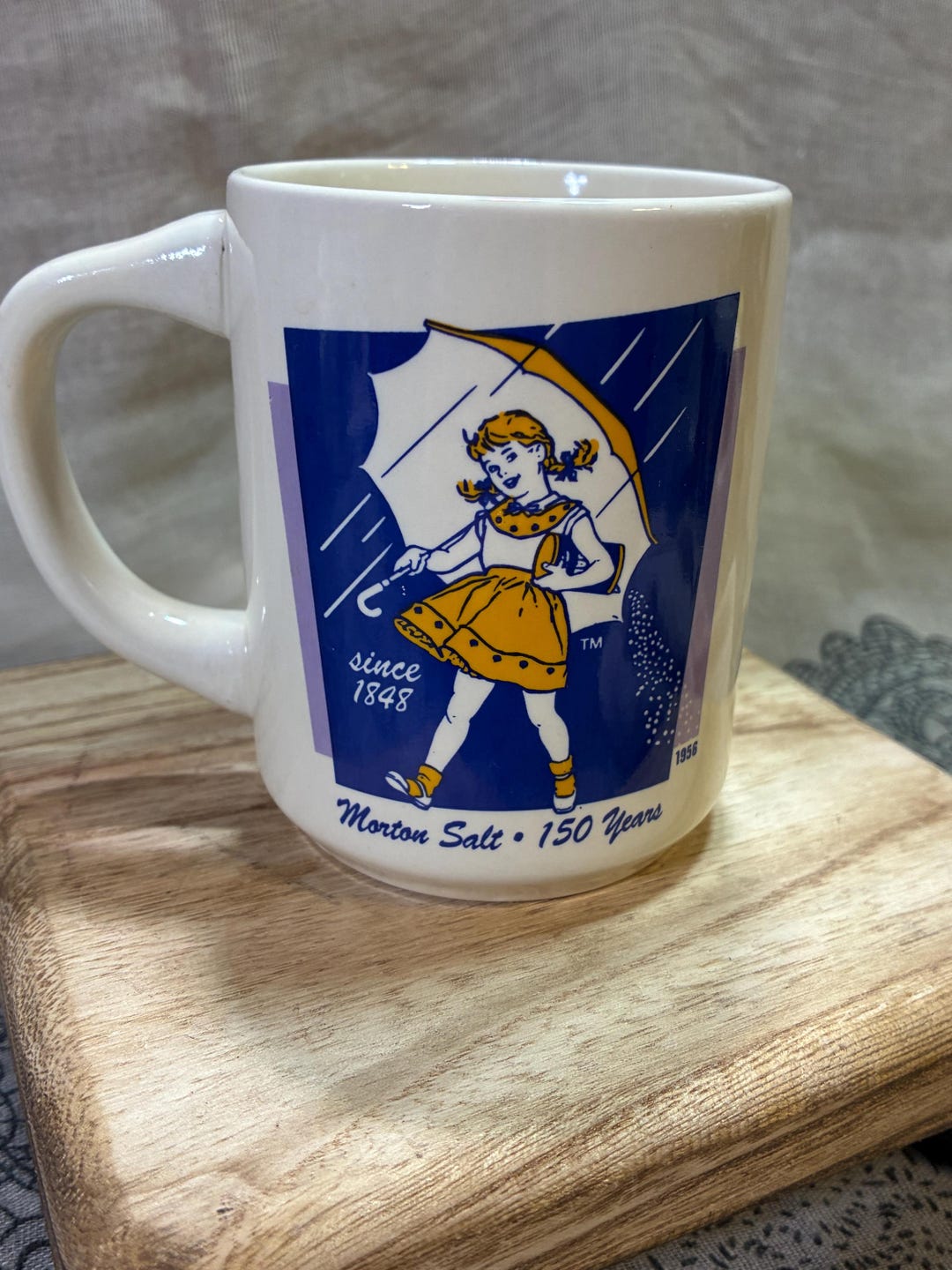 Morton Salt(tm) 150 Years Series 1956 Cup Girl With Umbrella Pouring ...